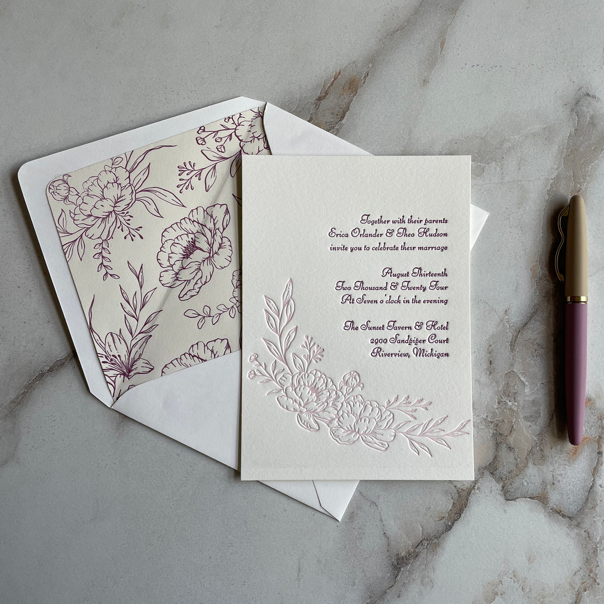 Peony Wedding Invitation | Hearty Greetings